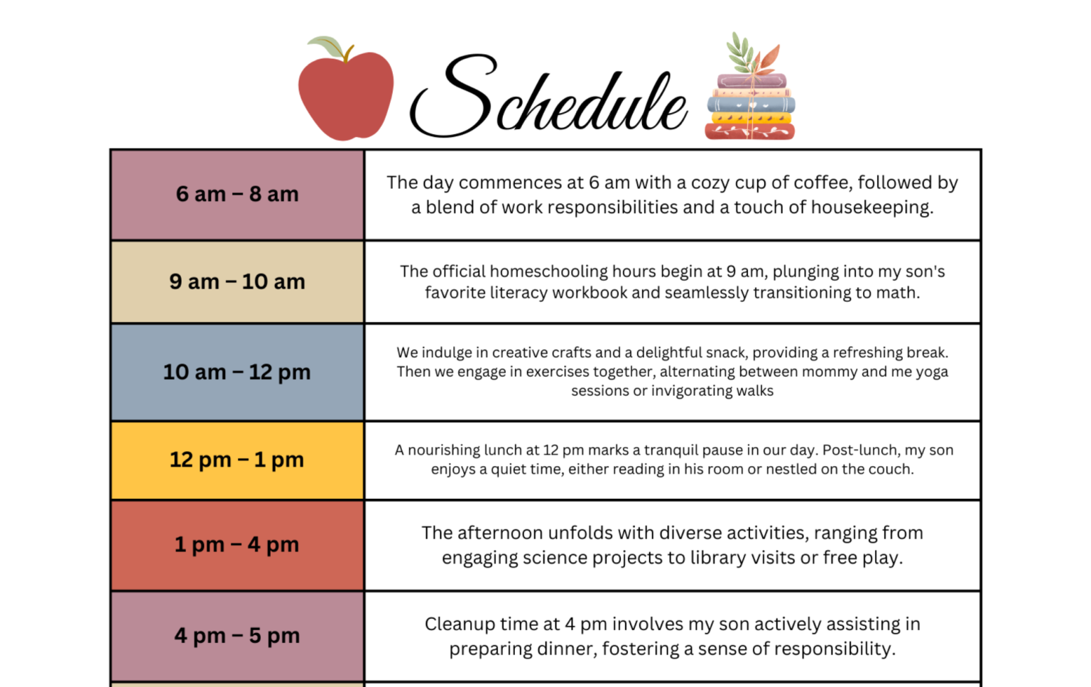 Our Simple Homeschool Schedule For Kindergarten - Felicia Carpino